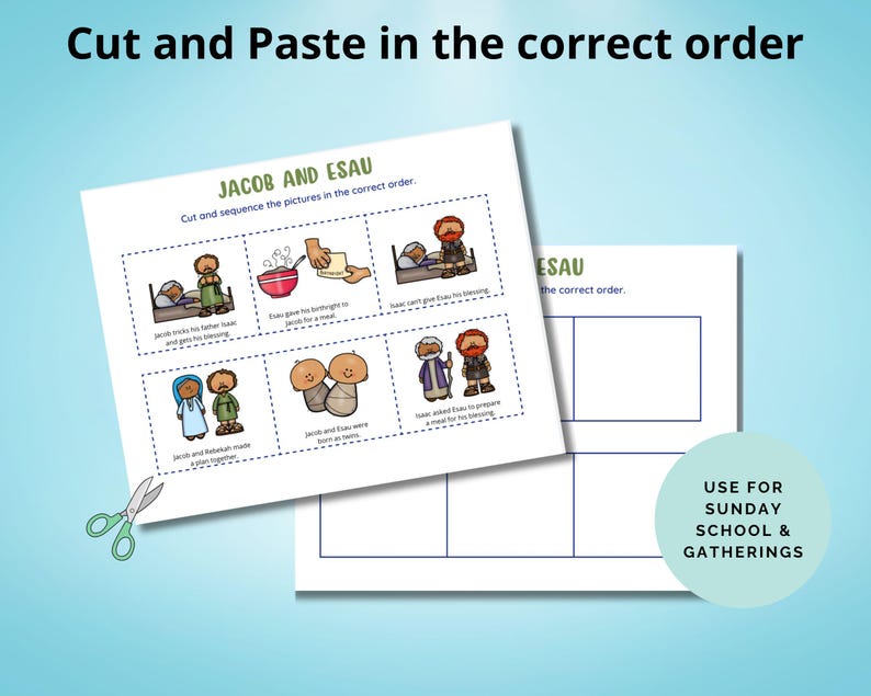 Jacob & Esau Sequencing Activity | Old Testament Kids Activity | Quiet ...