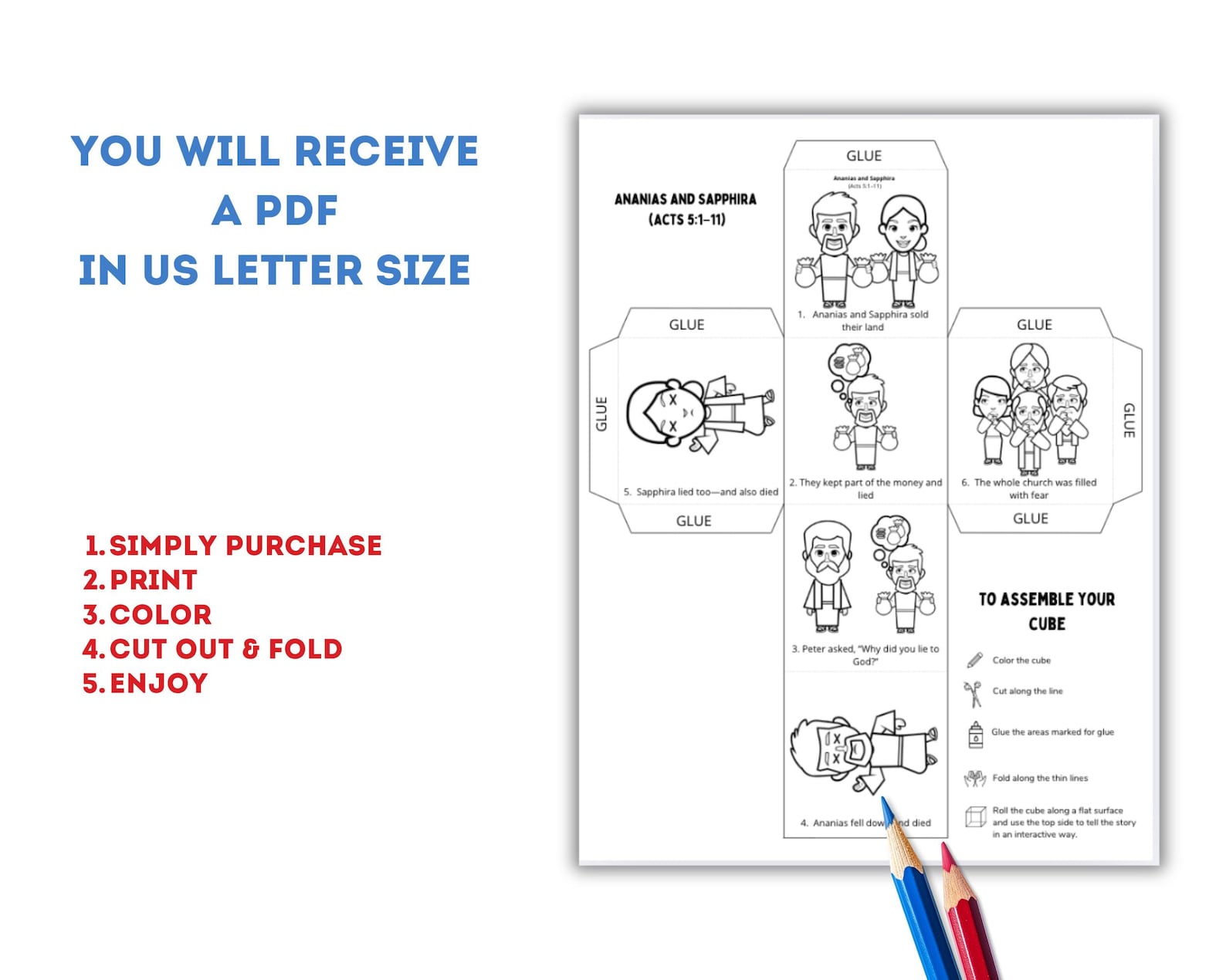 Ananias and Sapphira Bible Lesson for Kids Coloring Wheel | Acts 5:1–11 ...