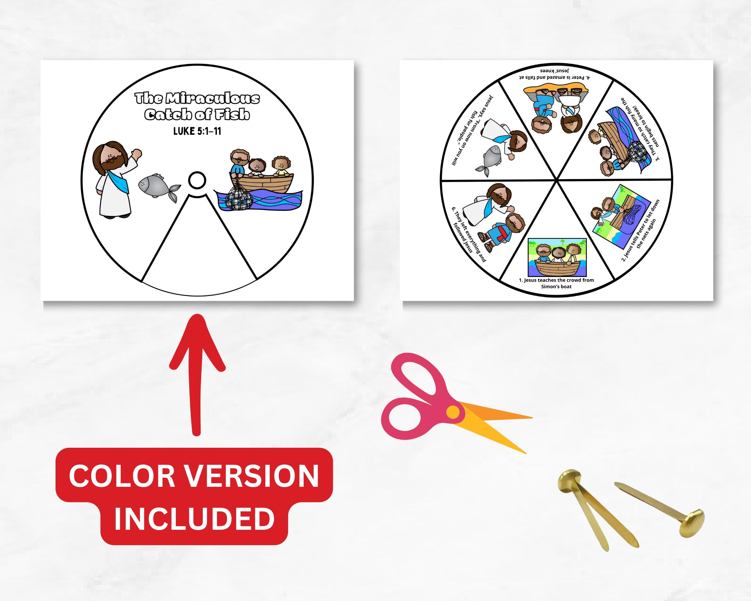 Miraculous Catch of Fish Bible Wheel Craft | Luke 5:1–11 Printable for ...