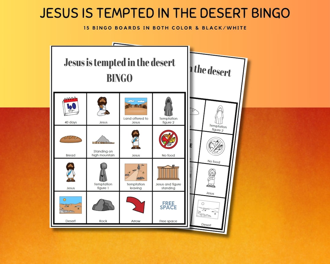 Jesus is Tempted in the Desert Bingo Set for Kids, Temptation of Jesus ...