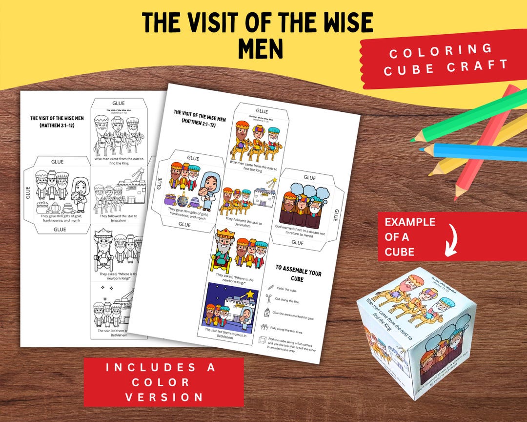 The Visit of the Wise Men Coloring Cube | Epiphany Bible Craft for Kids ...