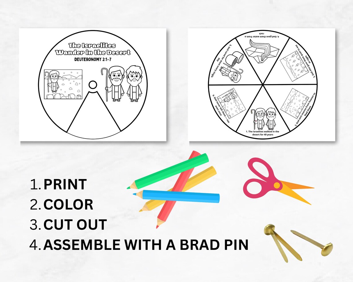 Israelites in the Desert Coloring Wheel | Deuteronomy 2 Bible Craft for ...