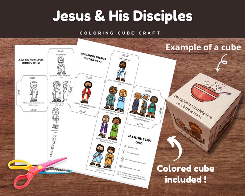 Jesus Calls His Disciples Coloring Cube | Matthew 10:1–4 | Printable ...