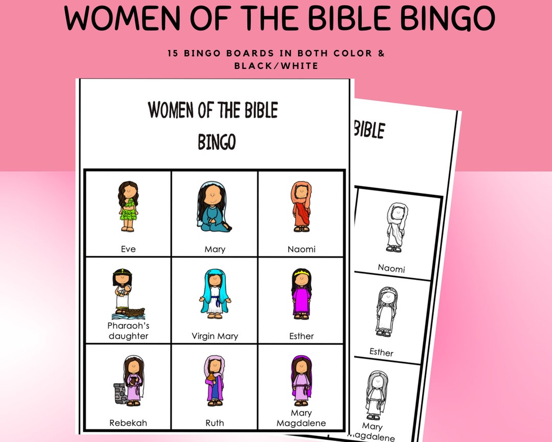 Women of the Bible Bingo Set for Kids, Women of the Bible Bible Bingo L ...