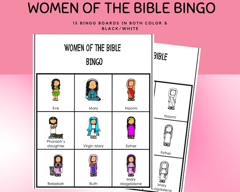 Women of the Bible Bingo Set for Kids, Women of the Bible Bible Bingo L ...