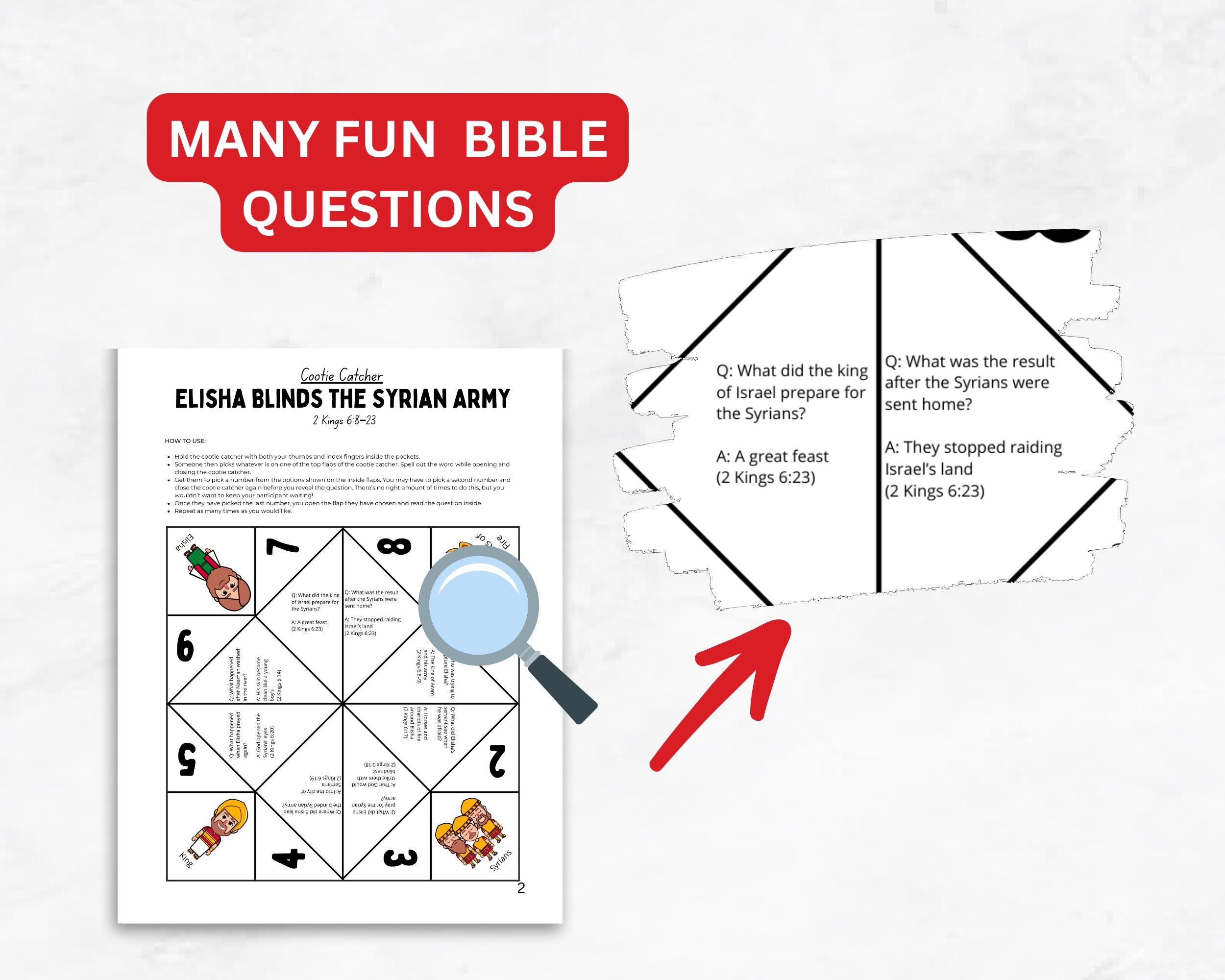 Elisha Blinds the Syrian Army Cootie Catcher | Prophet Elisha Bible ...