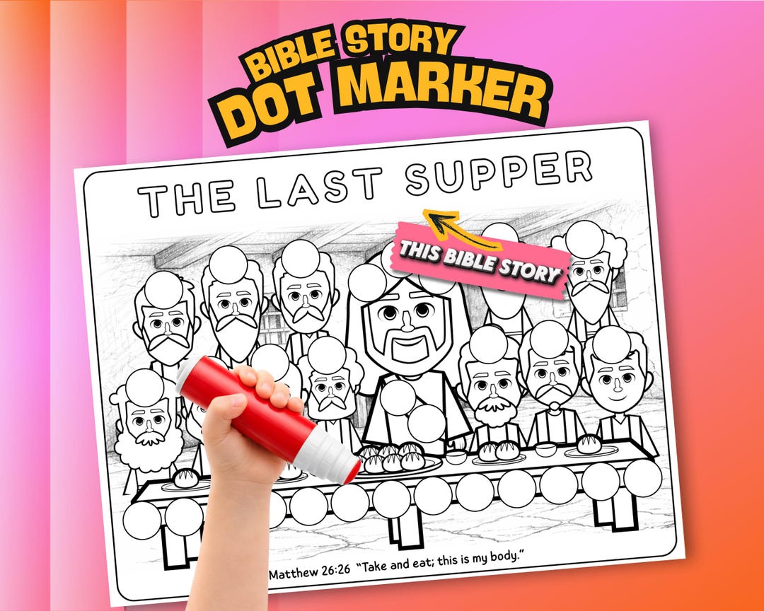 The Last Supper Bible Dot Marker Craft | Jesus Shares Bread Printable ...