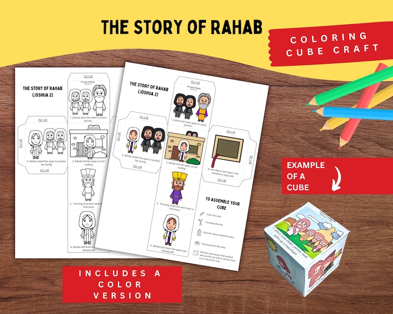 Rahab and the Spies Coloring Cube | Joshua 2 Bible Story Craft for Kids ...