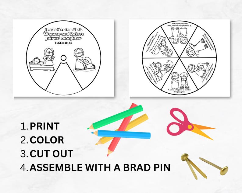 Jesus Heals Jairus’ Daughter & Sick Woman Bible Wheel | Luke 8:40–56 ...