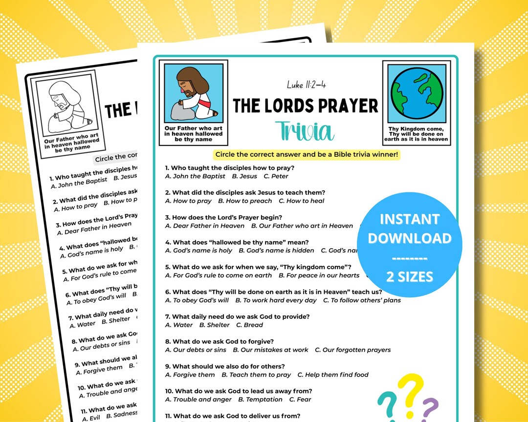 The Lord’s Prayer Bible Trivia Game | Teach Us to Pray Kids Activity ...