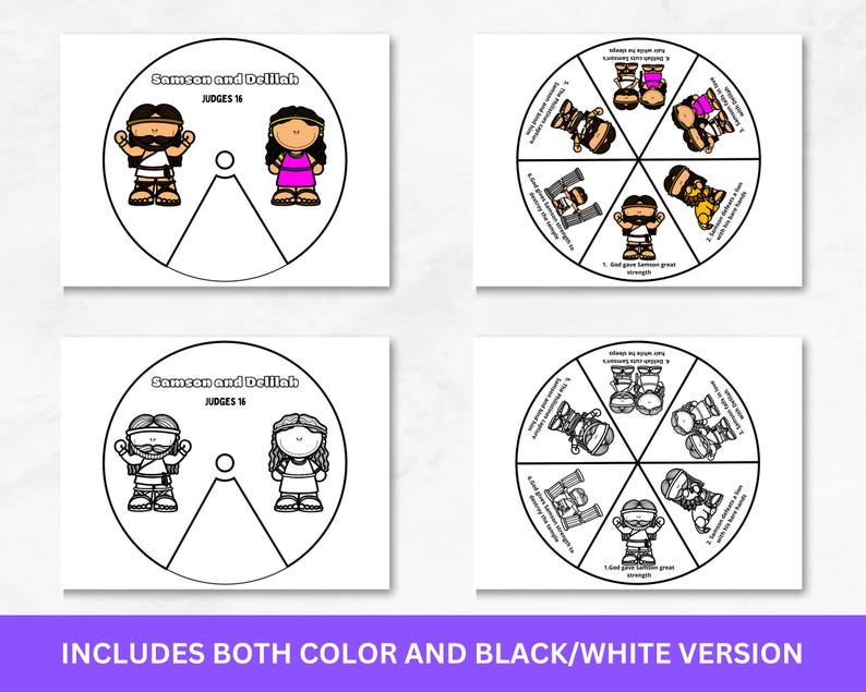 Samson and Delilah Bible Story Wheel Printable | Judges 16 Sunday ...