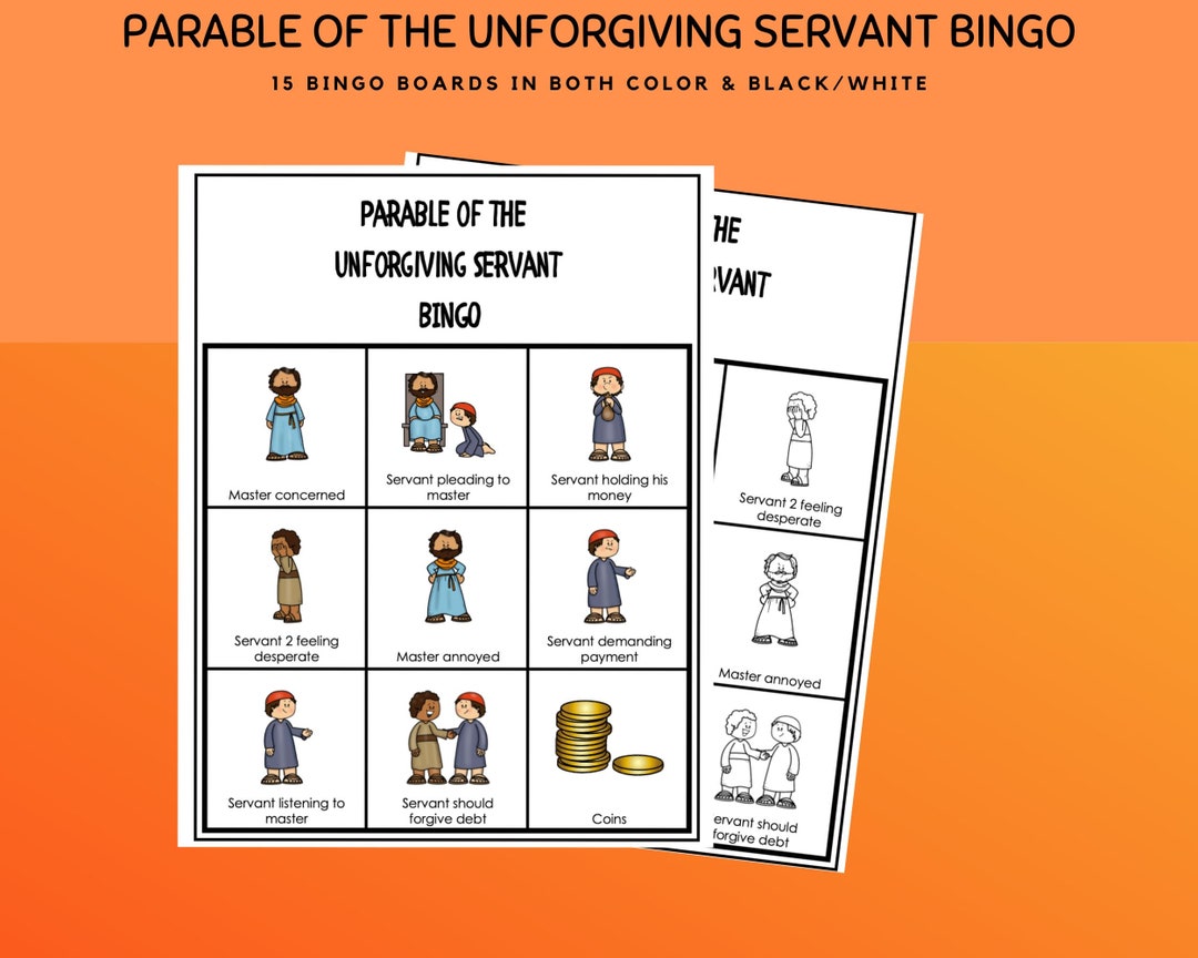 Parable of the Unforgiving Servant Bingo Set for Kids, the Unforgiving ...