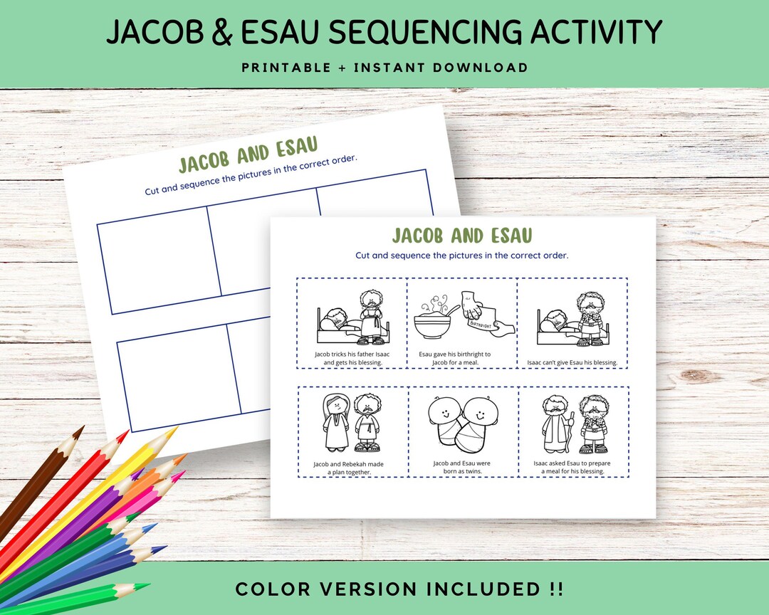 Jacob & Esau Sequencing Activity | Old Testament Kids Activity | Quiet ...