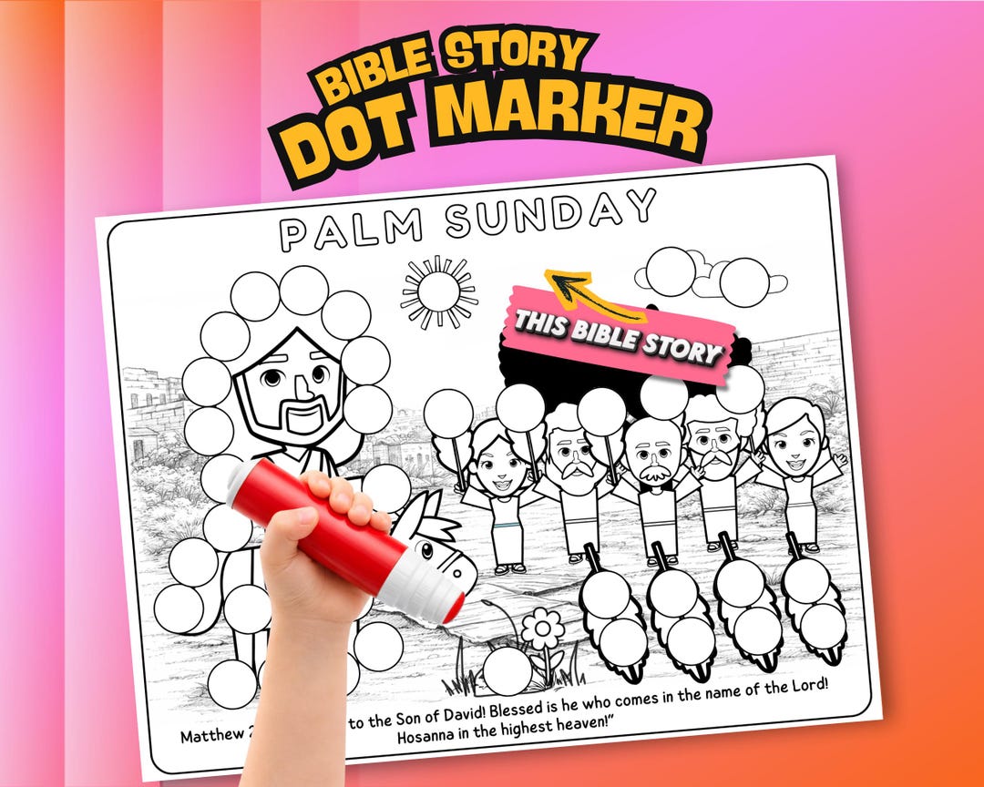 Palm Sunday Bible Dot Marker Craft | Triumphal Entry Printable | Jesus ...