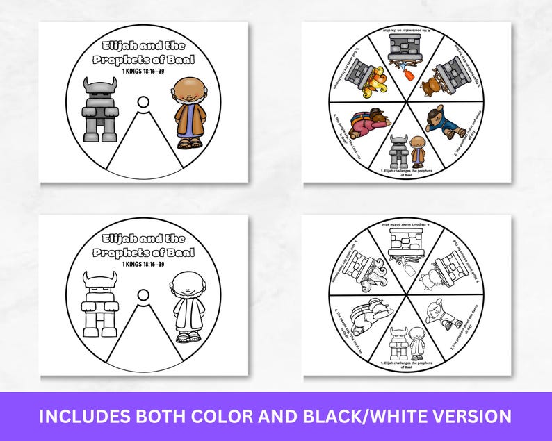 Elijah and the Prophets of Baal Coloring Wheel | 1 Kings 18 Bible Craft ...