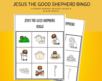 Jesus the Good Shepherd Bingo Set for Kids, Jesus the Good Shepherd ...