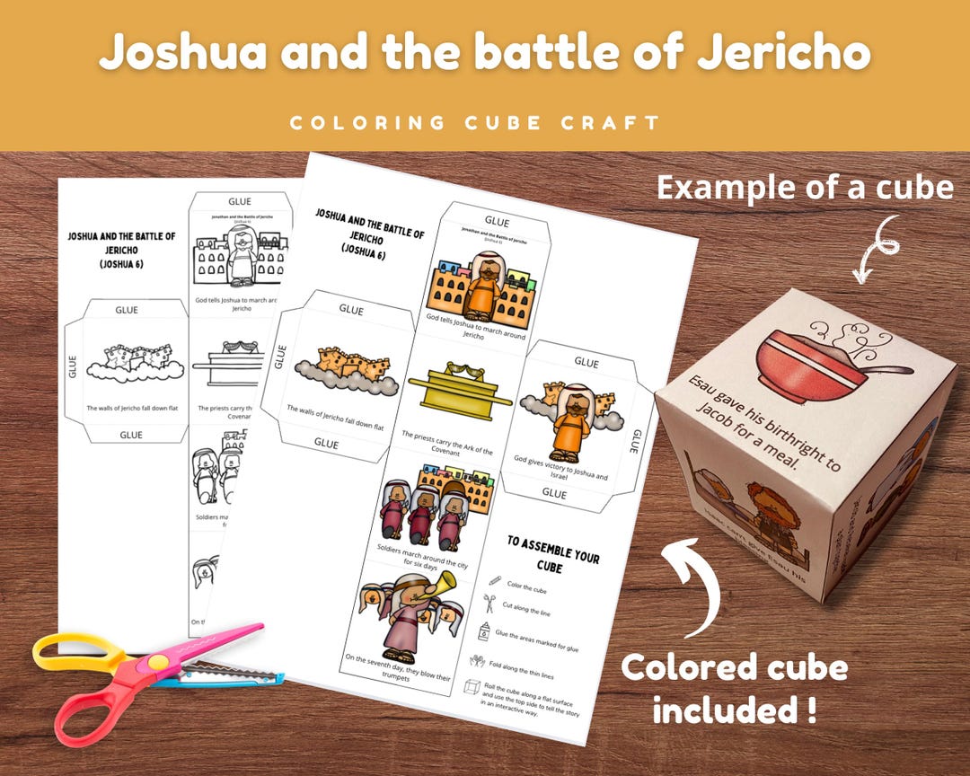 Joshua and the Battle of Jericho Bible Story Cube | Printable Craft for ...
