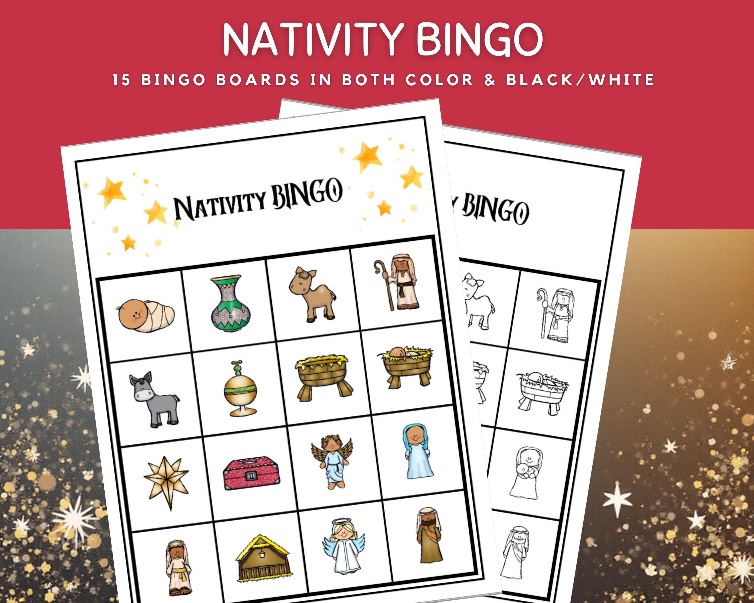 Nativity Christmas Bingo Set for Kids, Bible Story Activity, Nativity ...