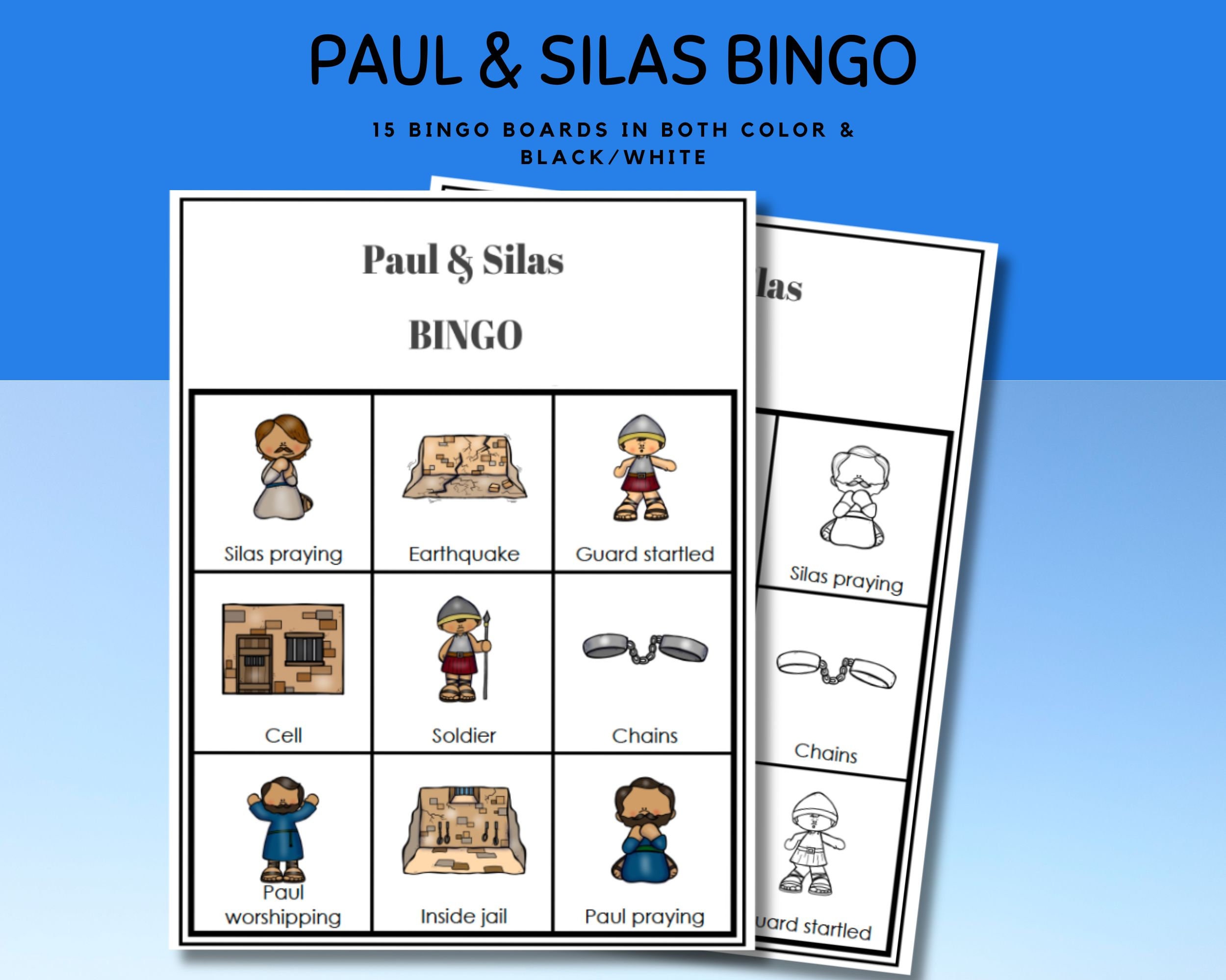 Paul and Silas Bingo Set for Kids, Paul and Silas Bible Bingo L Old ...