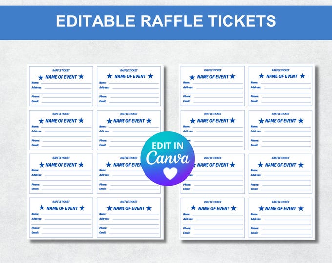 Editable Printable Raffle Ticket Template | Custom Surprise Entry ...