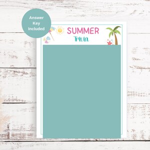 Summer Trivia Game for Kids, Fun Beach Trivia Activity for Family ...