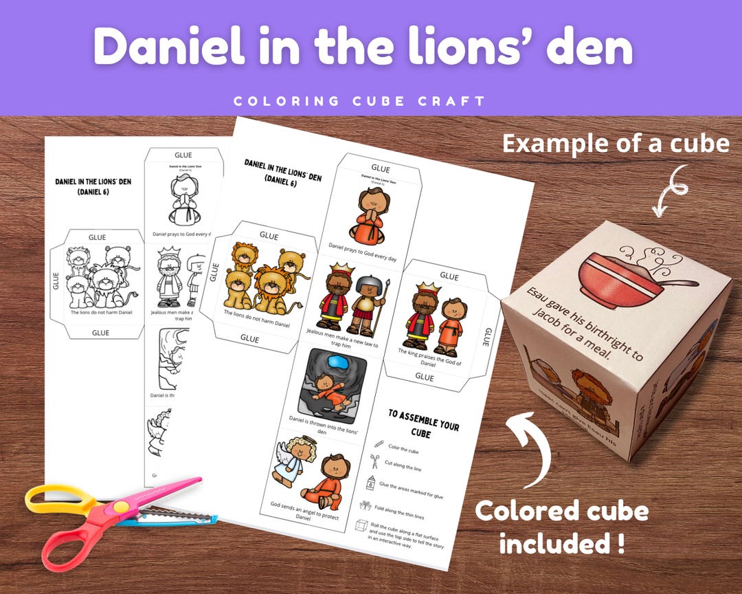 Daniel and the Lions' Den Bible Story Cube | Daniel 6 | Printable Kids ...