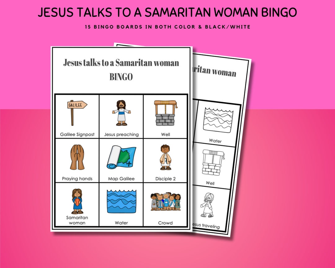 Jesus Talks to a Samaritan Woman Bingo Set for Kids, Jesus and the ...