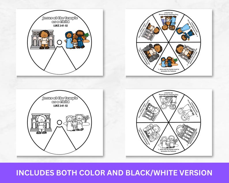 Jesus at the Temple Bible Story Wheel for Kids | Luke 2:41–52 Printable ...