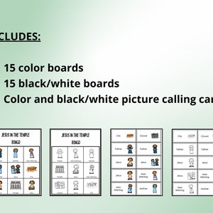 Jesus in the Temple Bingo Set for Kids, Young Jesus in the Temple Bible ...