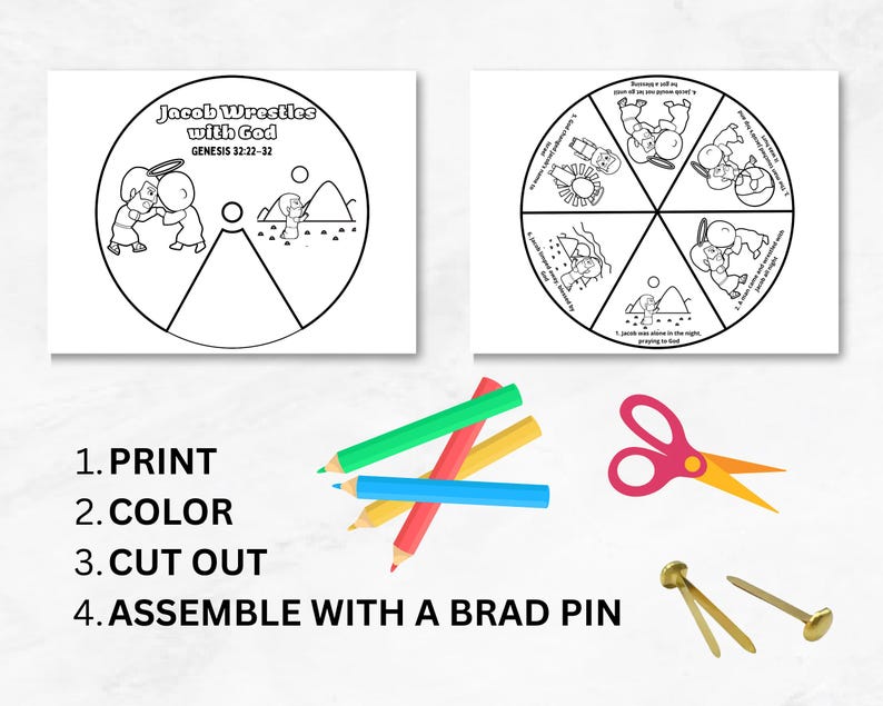 Jacob Wrestles With God Coloring Wheel | Genesis 32 Sunday School ...