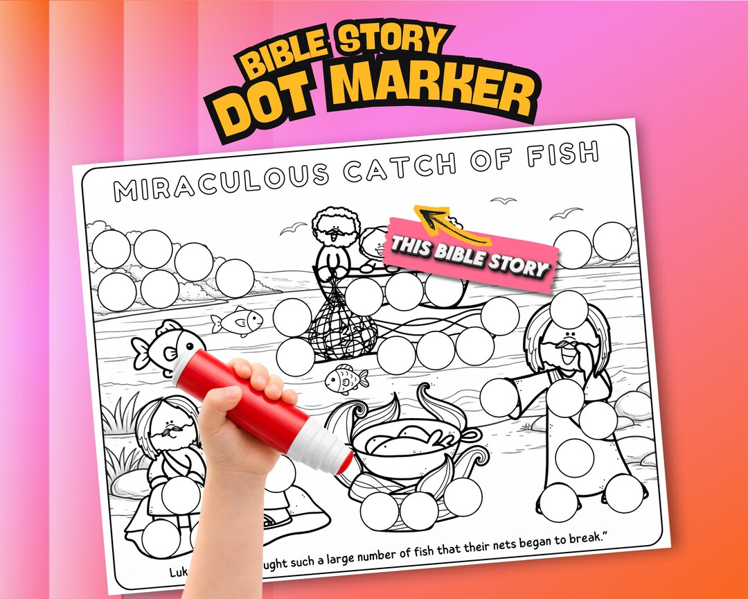 Miraculous Catch of Fish Bible Dot Marker Activity | Luke 5:6 Jesus ...