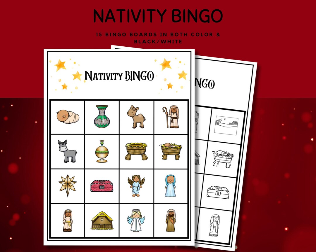 Nativity Christmas Bingo Set for Kids, Bible Story Activity, Nativity ...