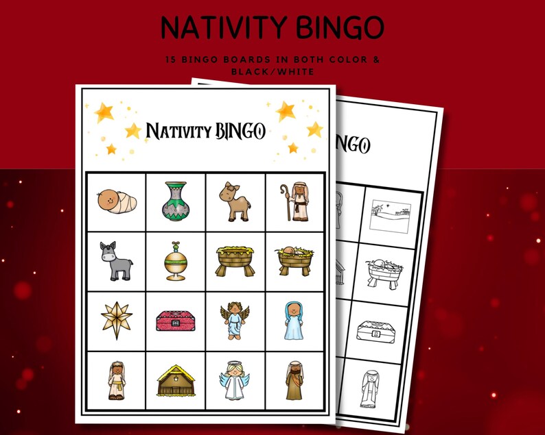 Nativity Christmas Bingo Set for Kids, Bible Story Activity, Nativity ...