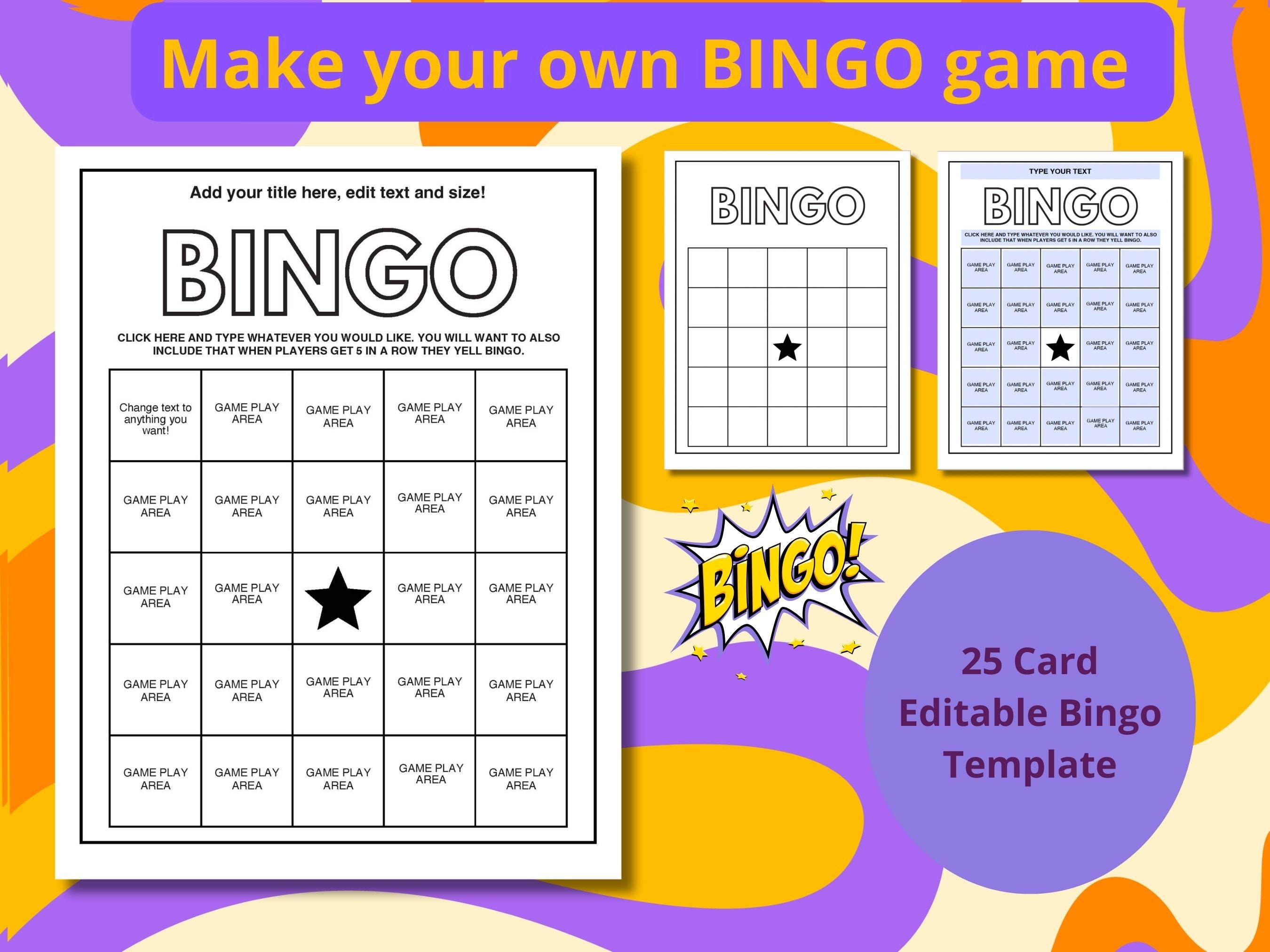 Make Your Own Bingo Game, 25 Card Editable Bingo Template, DIY Custom ...