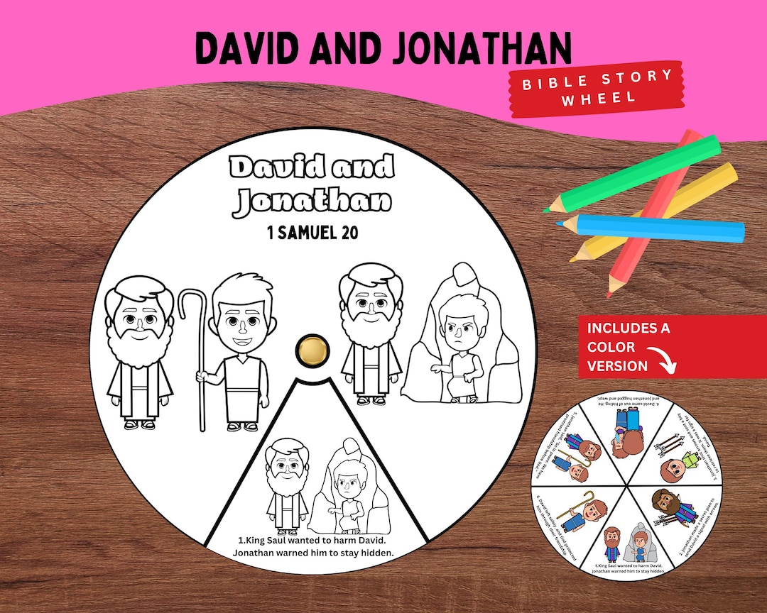 David and Jonathan Coloring Wheel | 1 Samuel 20 Bible Friendship Story ...