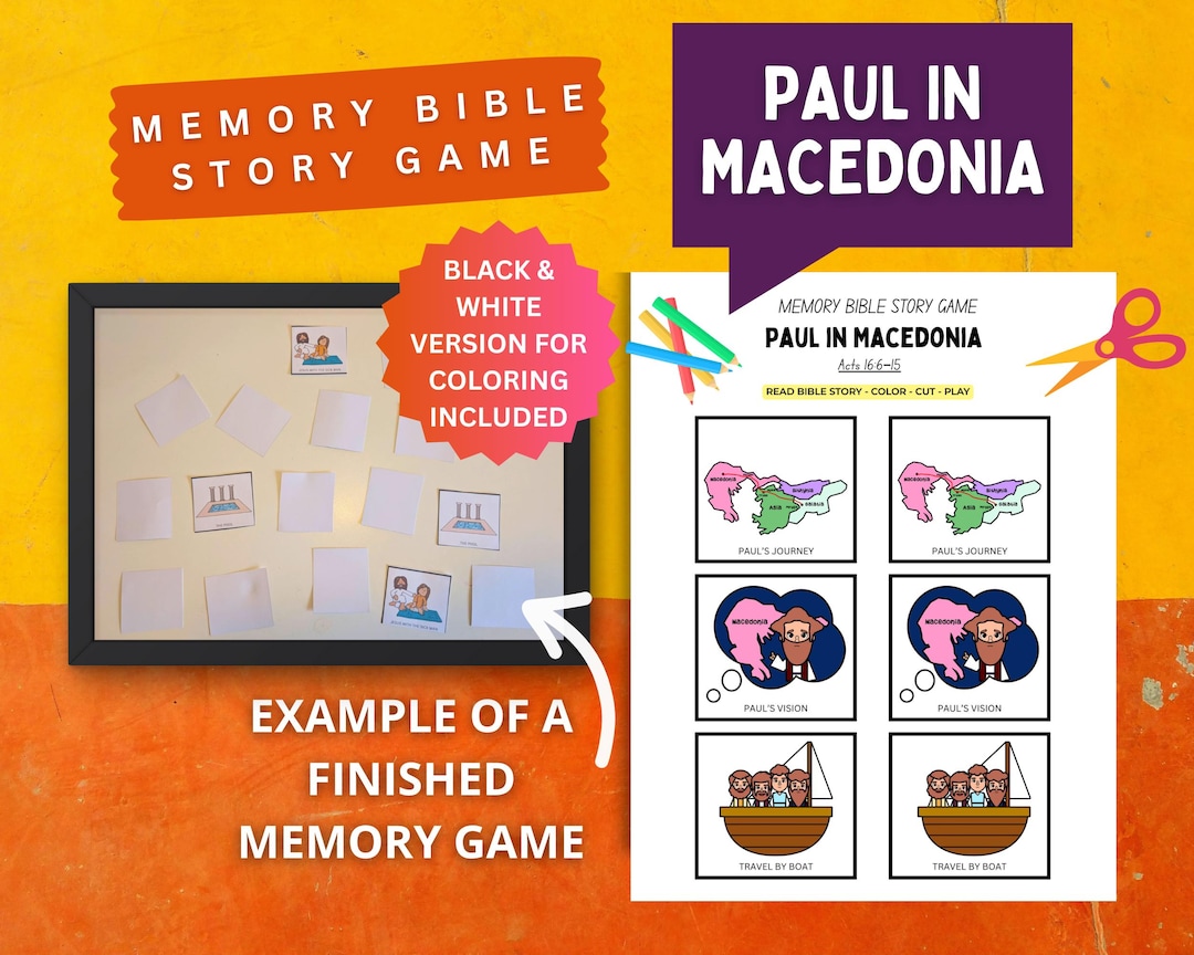 Paul in Macedonia Memory Game | Acts 16 Bible Story | Macedonian Call ...