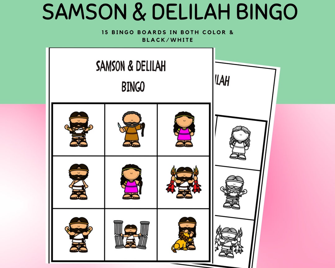 Samson and Delilah Bingo Set for Kids, Samson Bible Story Activity ...