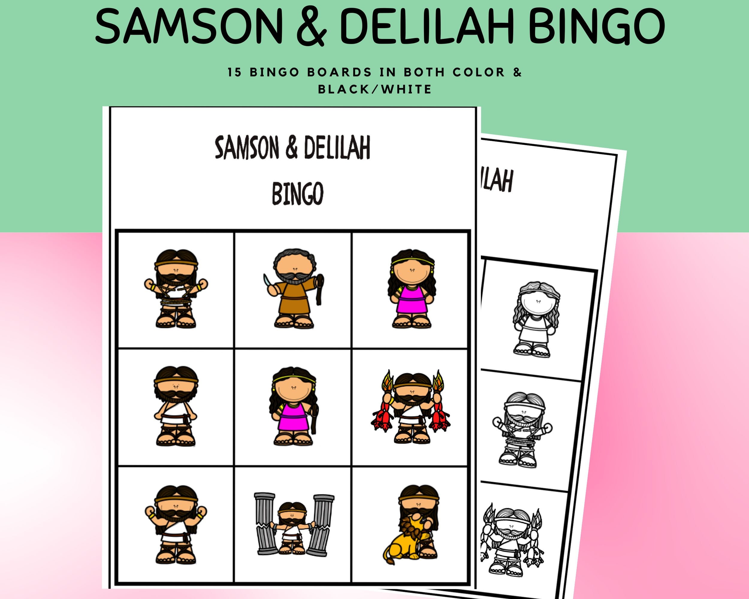 Samson and Delilah Bingo Set for Kids, Samson Bible Story Activity ...
