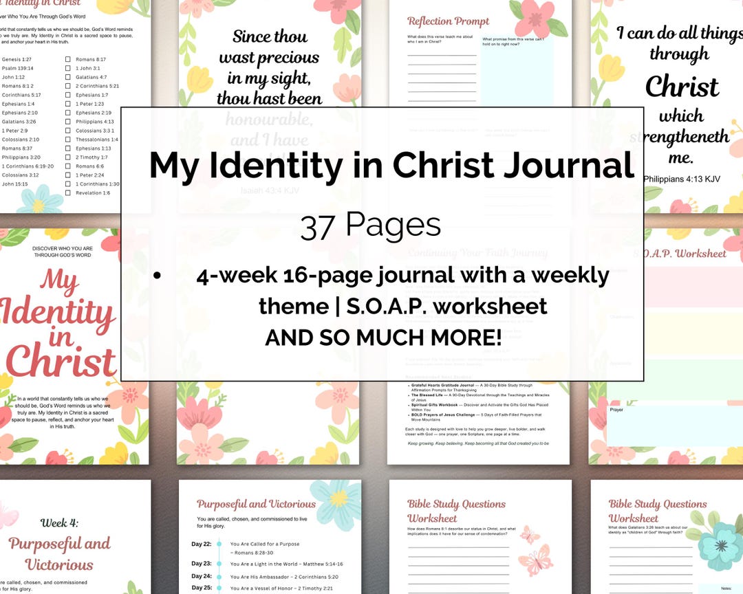Christian Identity Printable Journal for Women, Bible Study Workbook ...