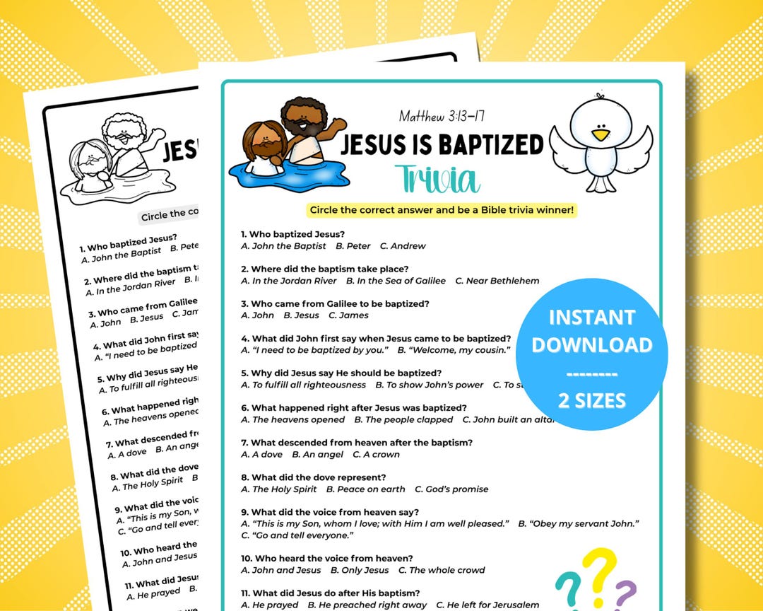 Baptism of Jesus Bible Trivia Game | John the Baptist and Jesus | Jesus ...