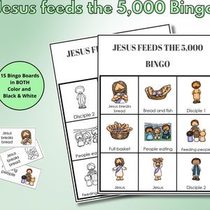 Jesus Feeds 5000 People Bingo Set for Kids, Jesus Feeds 5000 Bible ...