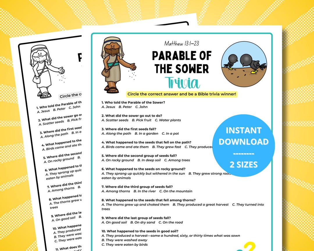 Parable of the Sower Bible Trivia Game | Seeds Bible Story | Jesus ...