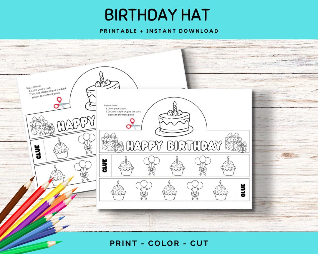 Birthday Paper Hat, Birthday Party Hat Crown, Birthday Decoration ...