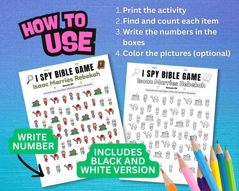 Isaac Marries Rebekah I Spy Bible Game for Kids | Bible Activity ...