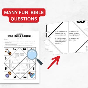 Jesus Heals the Blind Man Cootie Catcher, Man Born Blind, John 9:1–12 ...