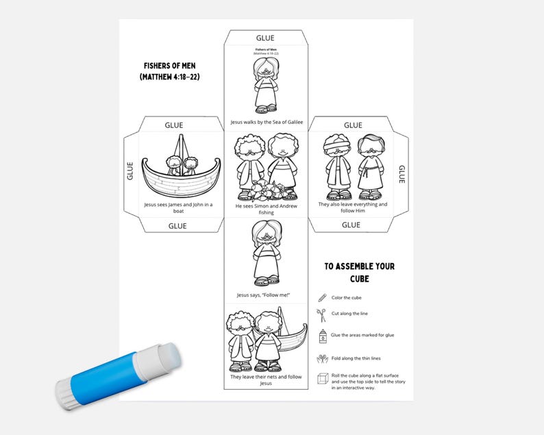 Fishers of Men Bible Story Cube | Matthew 4:18–22 | Printable Kids ...