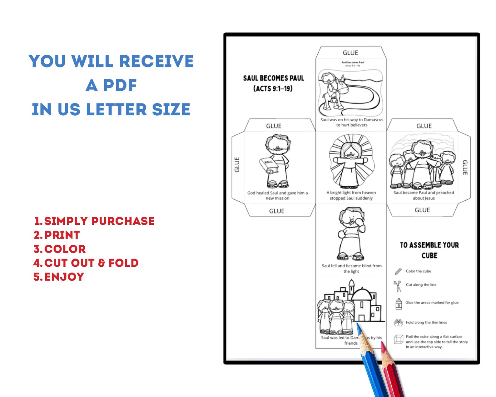 Saul Becomes Paul Bible Story Cube | Printable Craft for Kids | Road to ...