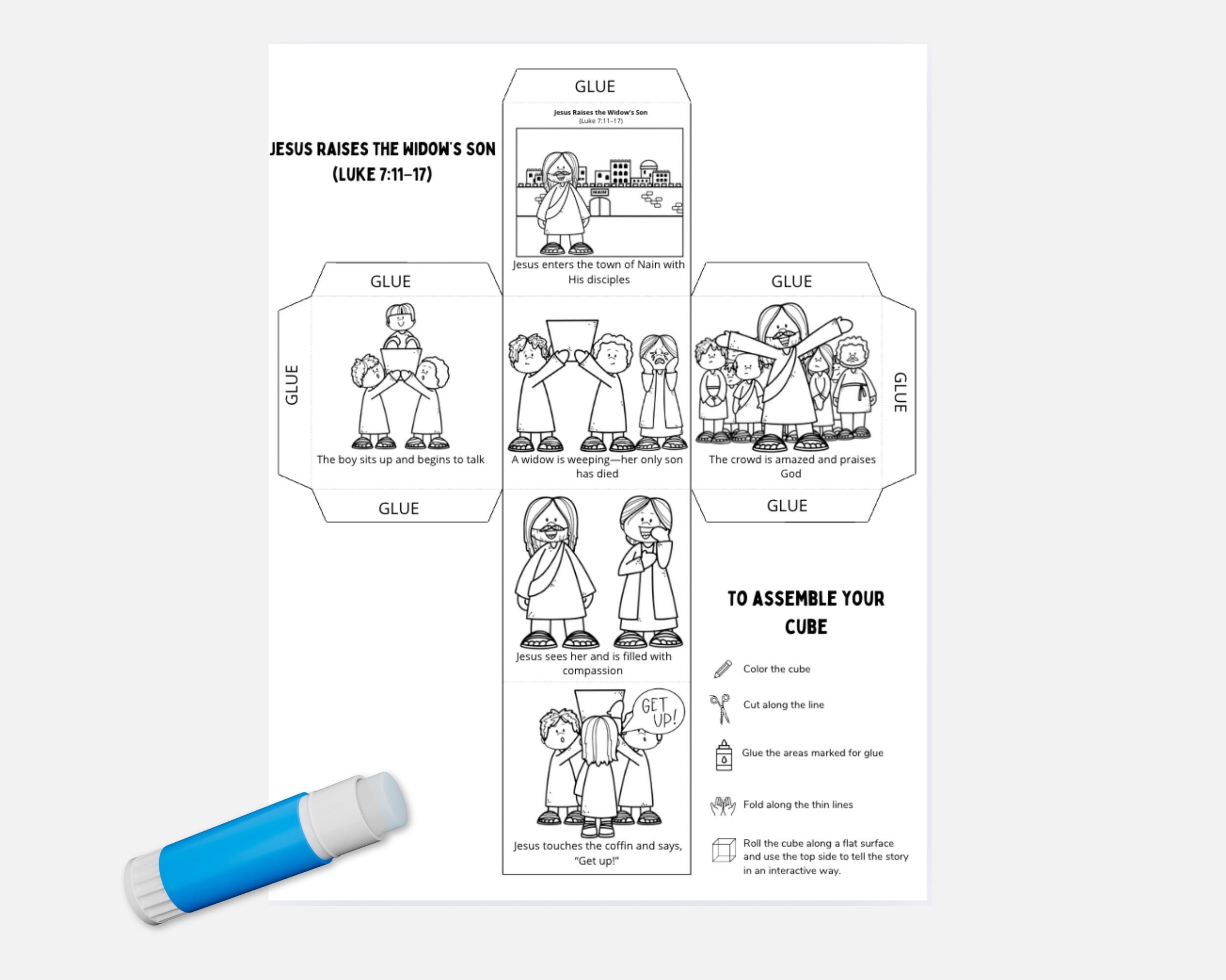 Jesus Raises the Widow's Son Coloring Cube | Luke 7:11–17 | Printable ...