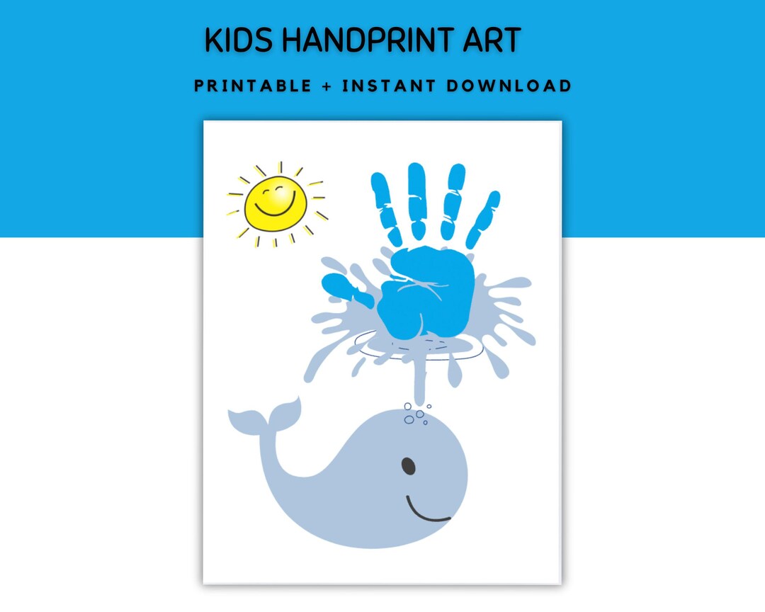 Whale Handprint Craft, Keepsake, Hand Print Art for Kids, Gift Idea ...