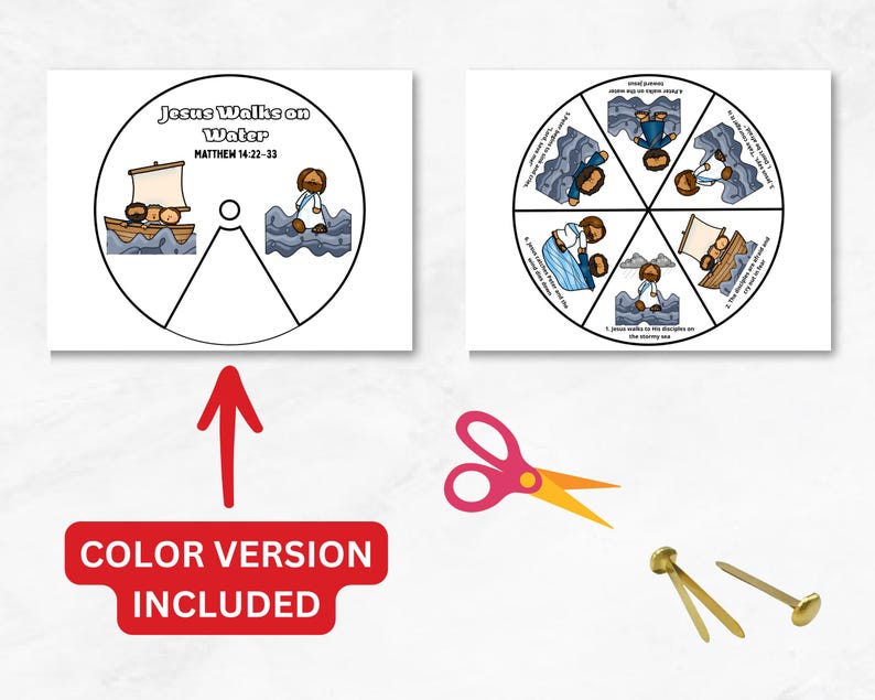 Jesus Walks on Water Bible Wheel Craft | Matthew 14:22–33 Printable for ...